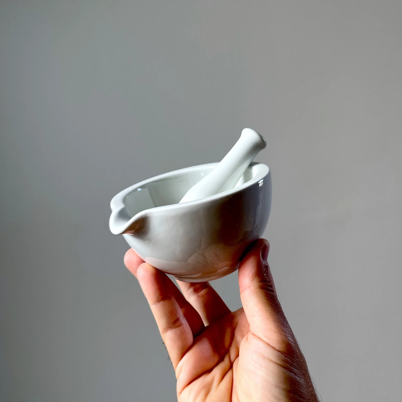 Mortier pharmacie porcelaine épaisse et pilon • Yo la broc